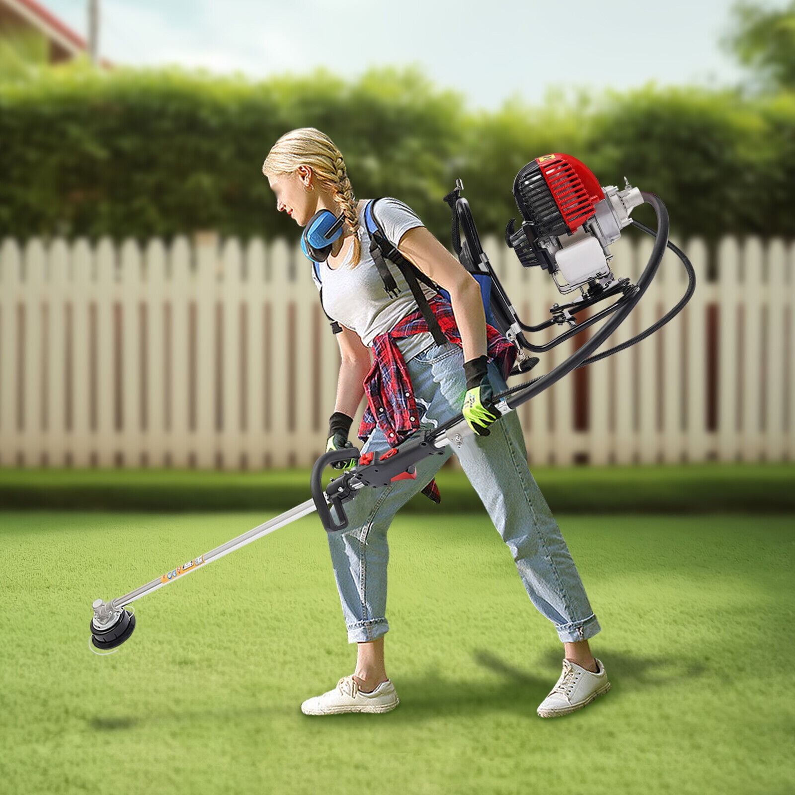 2 in1 4-Stroke Gasoline Brush Cutter Grass Wacker Weed Lawn Mower ...