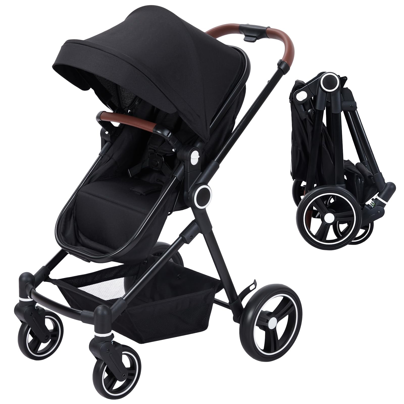 2 in1 Baby Stroller, High Landscape Infant Stroller, Reversible ...