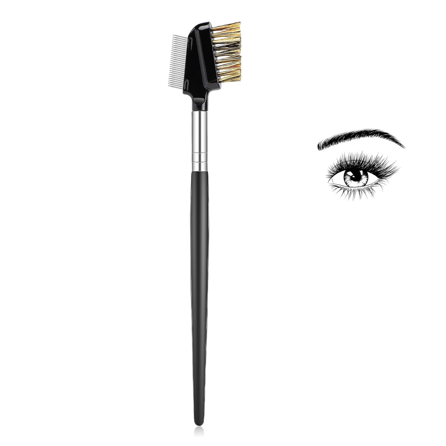 2 in1 Lash Brush, Multi-purpose Eyelash Comb with Metal Teeth Resuable ...