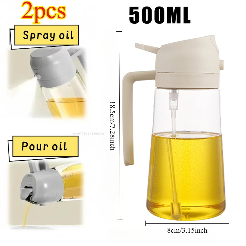 2 in1 Oil Spray Bottle Plastic Kitchen Barbecue Cooking Olive Oil ...