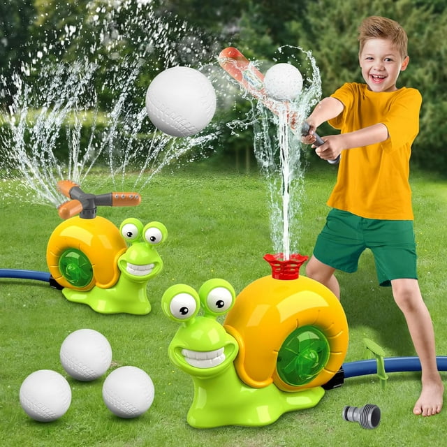 2 in1 Water Sprinkler Baseball Toy for Kids,Snail/Helicopter Sprinkler ...