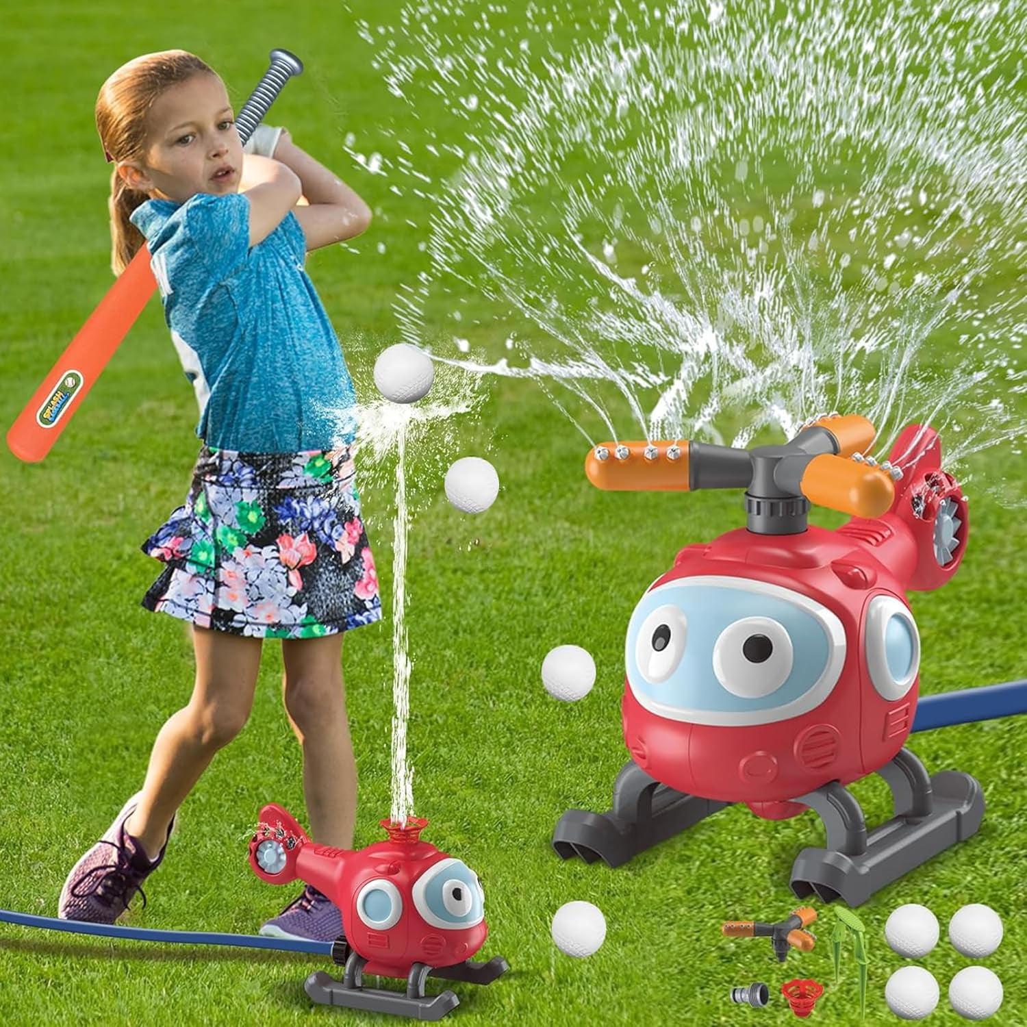 2 in1 Water Sprinkler Baseball Toy for Kids,Sprinkler Ball Set with 2 ...