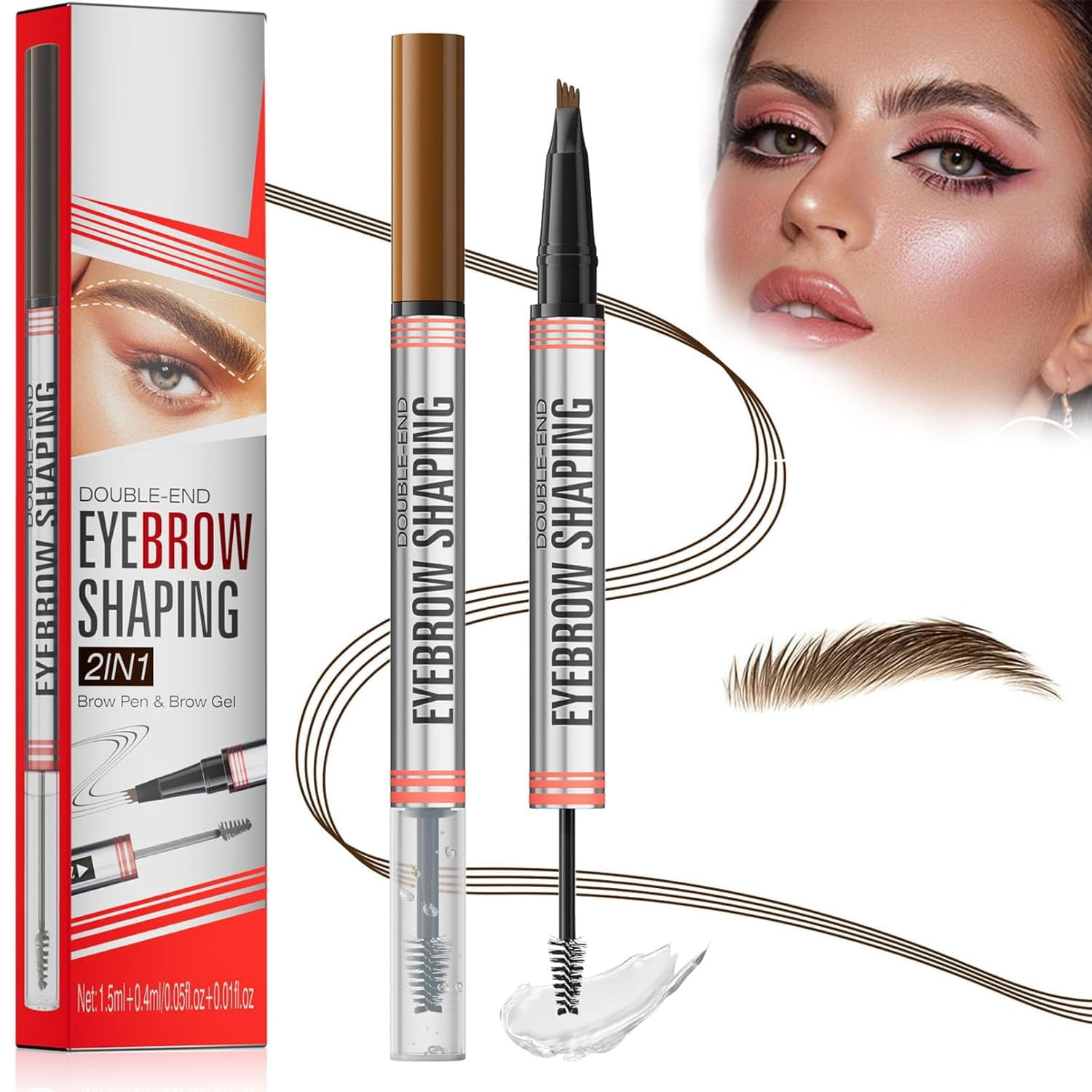 2 in1 Waterproof 3D Eyebrow Pencil with Eyebrow Gel, Eyebrow Pencil ...