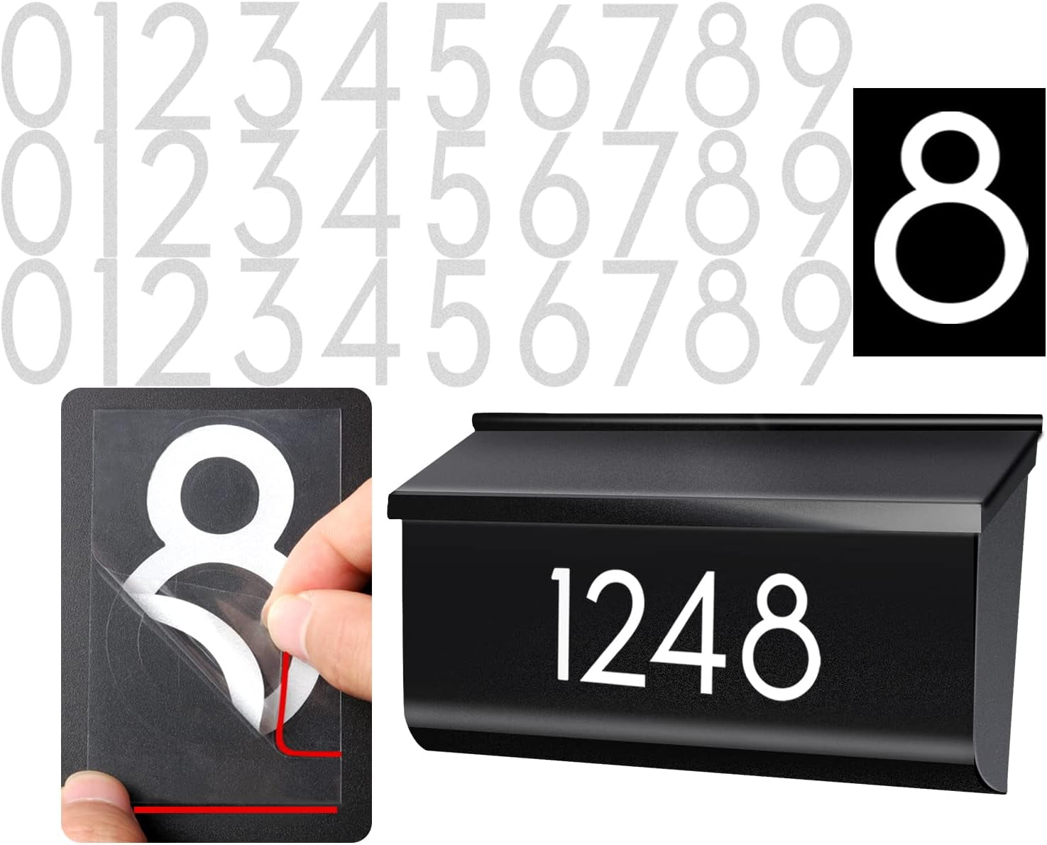 2 inch 30 Pcs Reflective Mailbox Numbers Stickers for Outside, Easy ...