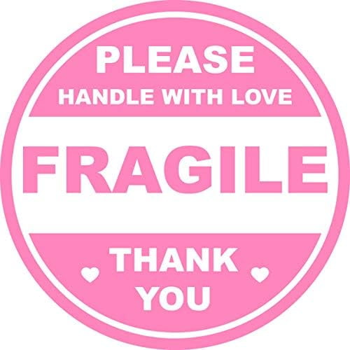 2 inch 300 PCS Pink Round Fragile Labels Circle Fragile Stickers for ...