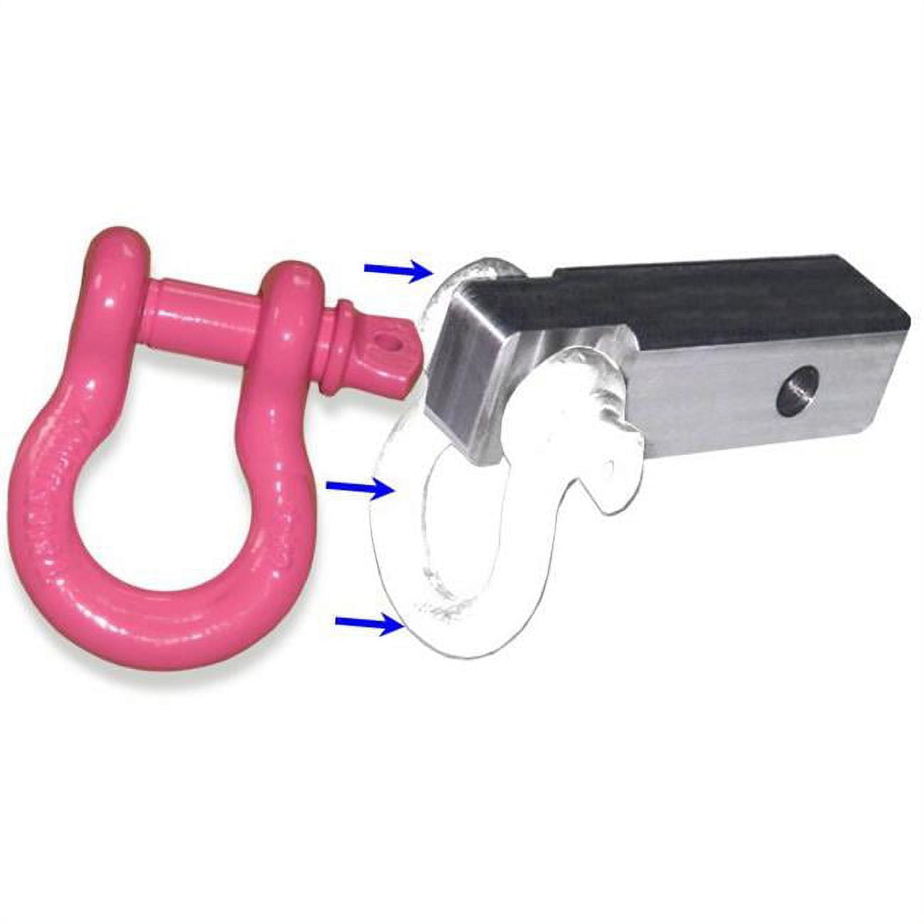 2 inch (Aluminum) Receiver Bracket w/ HOT PINK Powdercoated D-Shackle ...