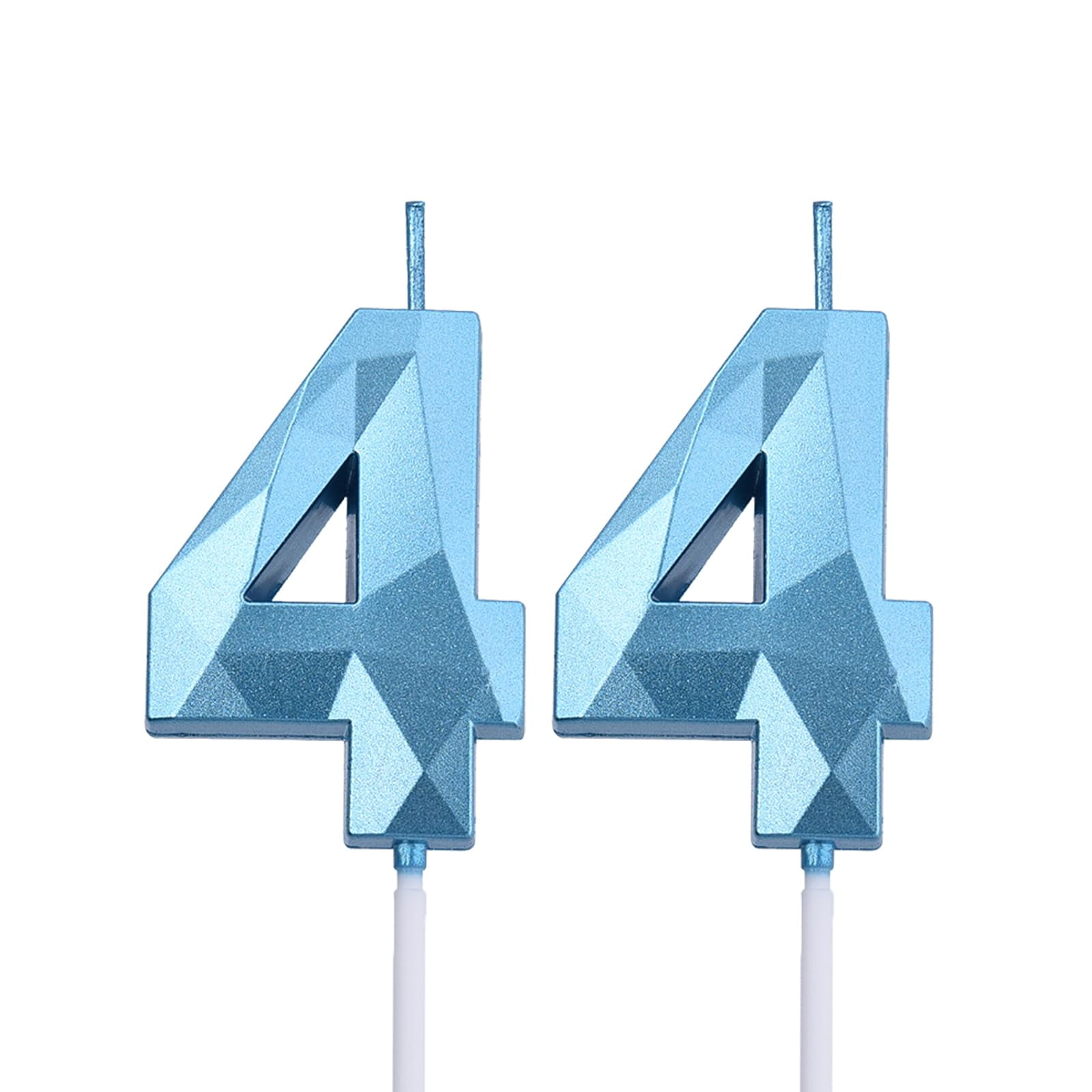 2 inch Blue 44 Birthday Candles, 3D Diamond Number 44th Cake Topper for ...