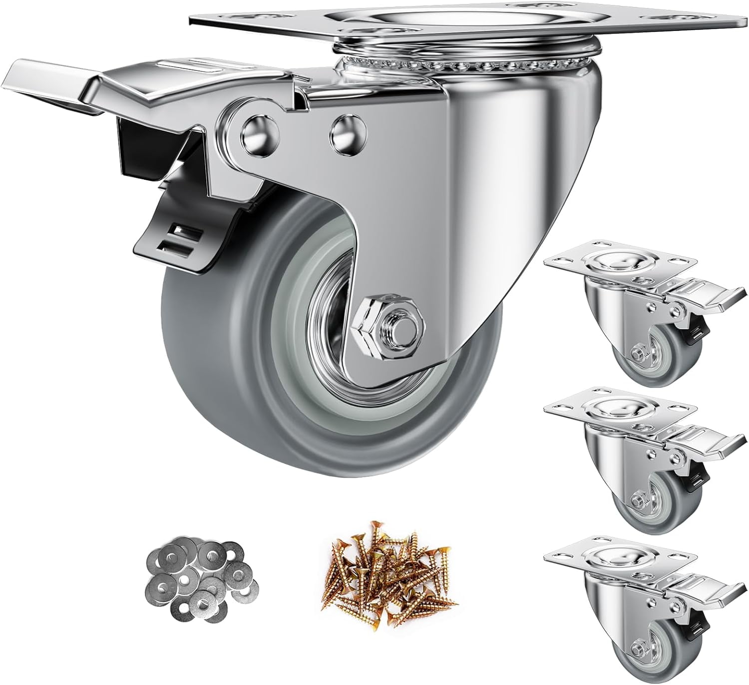 2 inch Caster Wheels, Casters Set of 4 Heavy Duty Locking Castors ...