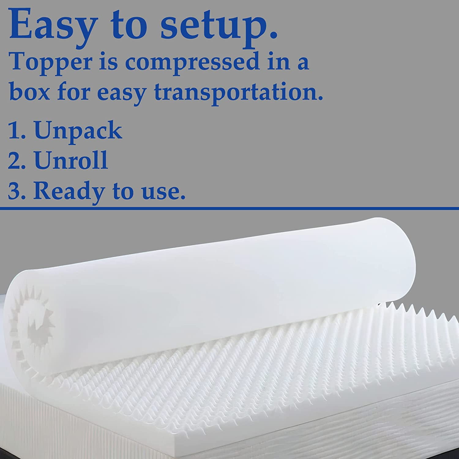 2-inch Convoluted Foam Mattress Topper with Egg Shell Design Breathable ...