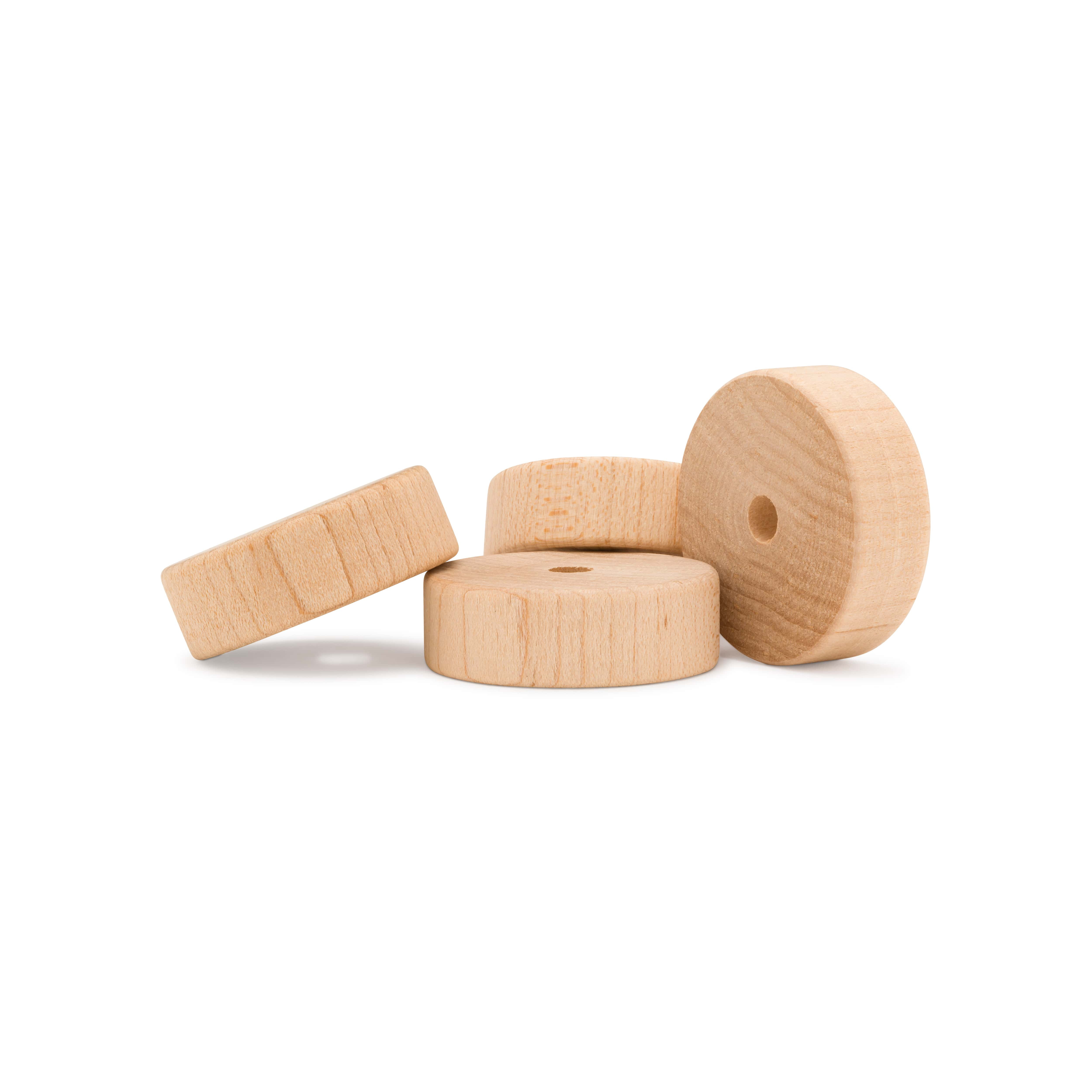 2-inch Diameter Slab Wooden Wheels for Crafts, 3/8-inch Hole, 7/16-inch ...