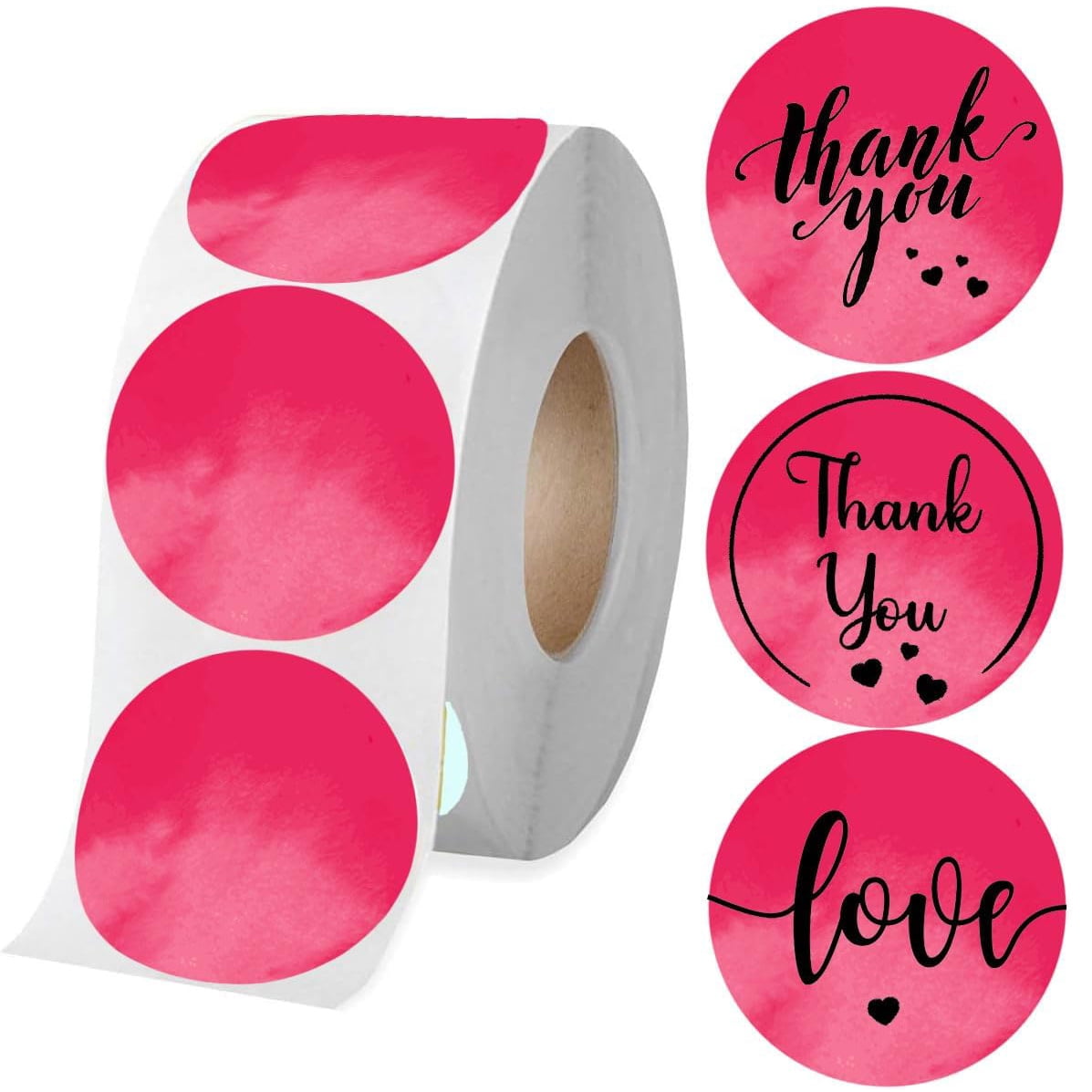 2 inch Direct Thermal Labels Red Round Watercolor Small Business ...