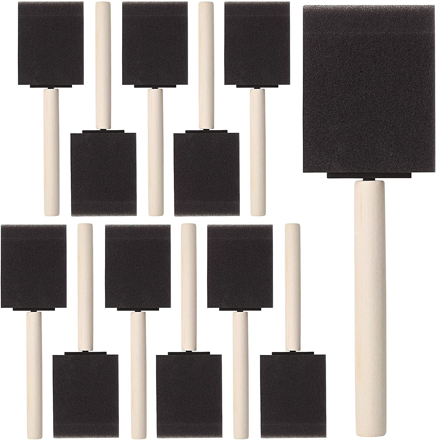 2 inch Foam Sponge Wood Handle Paint Brush Set,Lightweight, Durable ...