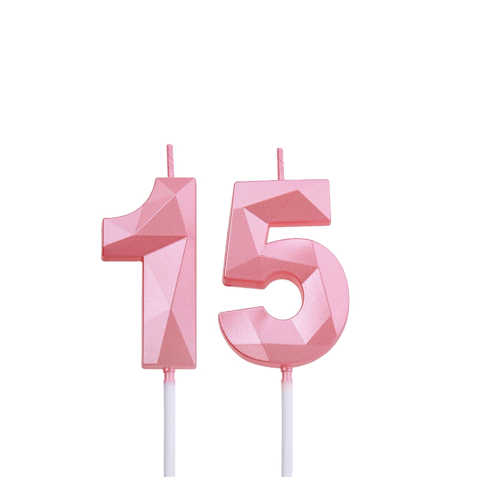 2 inch Pink 15 & 51 Birthday KMC2Candles, 3D Diamond Number 15th & 51st ...
