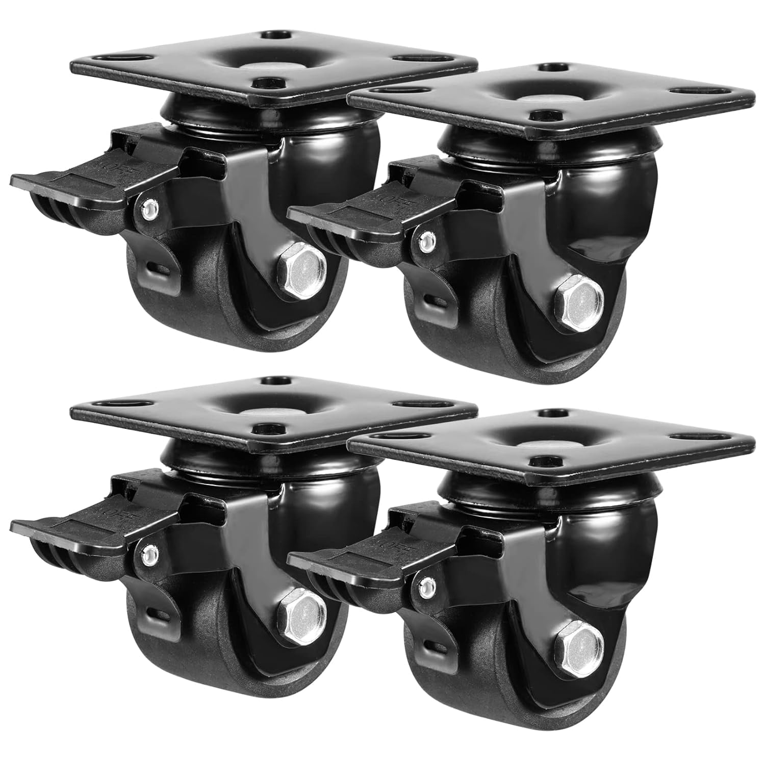 2-inch Plate Swivel Caster Wheels Set of 4 Heavy Duty, Load Capacity ...