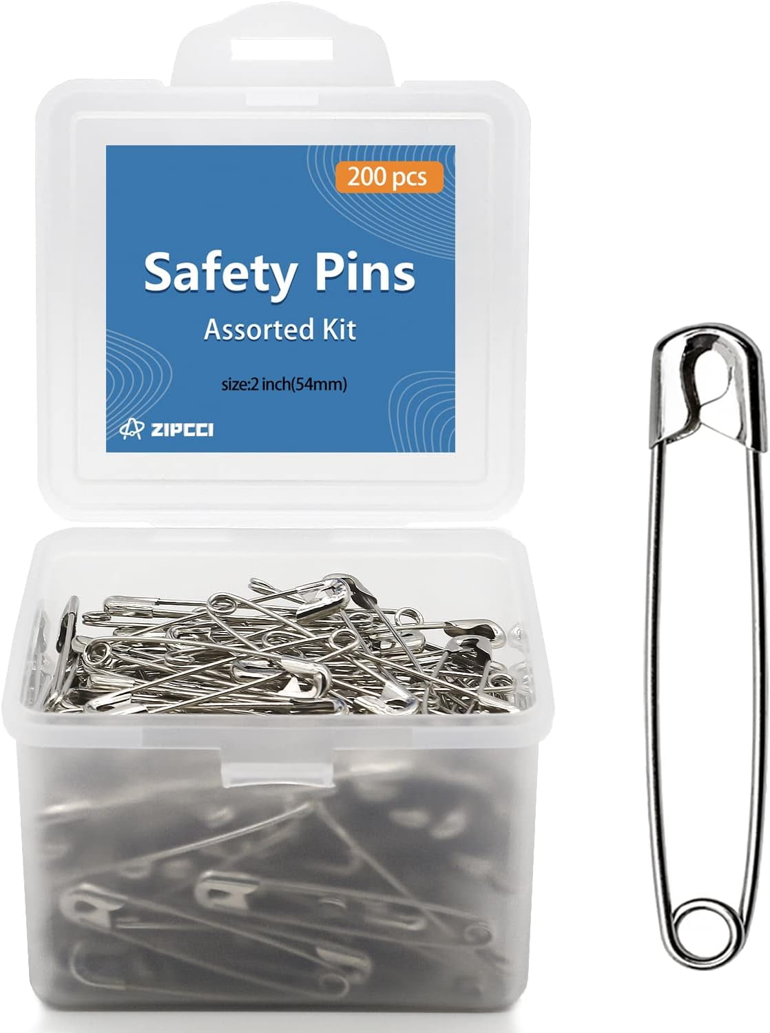 2 inch Safety Pins, 200Pcs Large Safety Pins Heavy Duty, Steel Wire ...