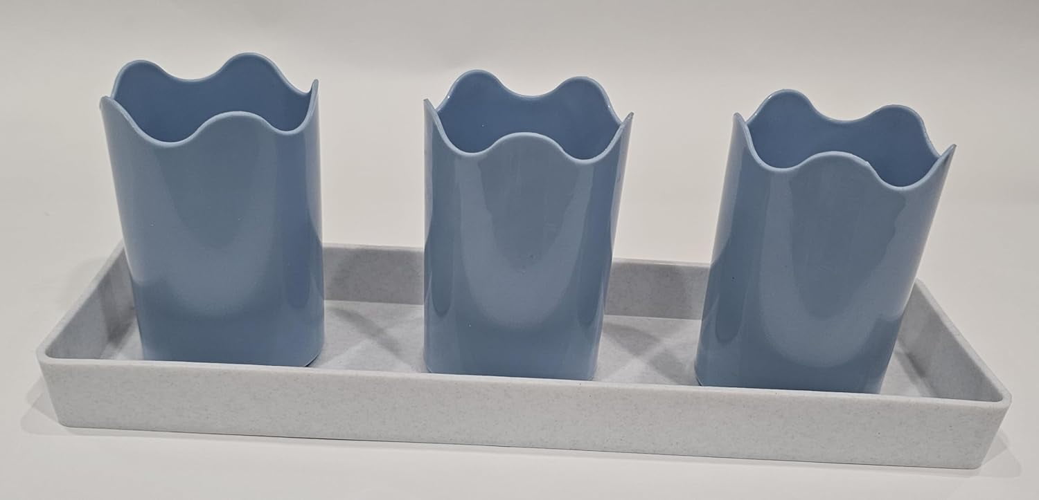 2 inch Wavy Flower with Rectangular Saucer 3 Pack Baby Blue - Walmart.com