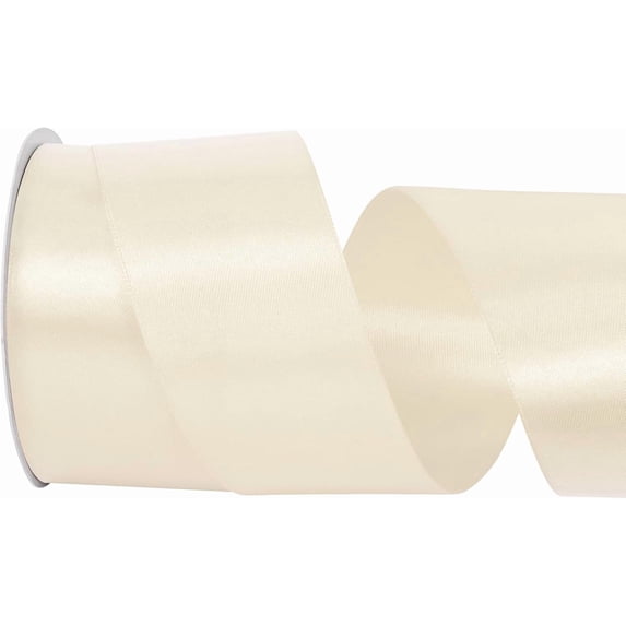 2 inch Wide 25 Yards Double Face Ivory Satin Ribbon Ivory Fabric Ribbon ...
