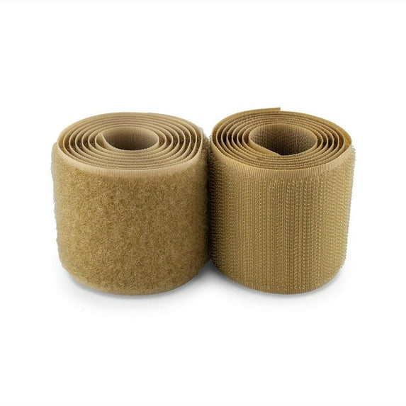 2 inch Wide Beige Sew On Hook Loop Tape Non-Adhesive Beige Nylon Fabric ...