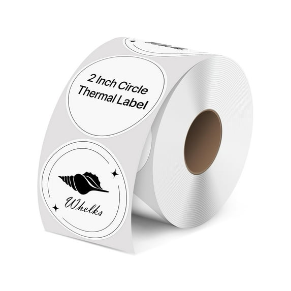 2 inch round thermal labels, 500 labels per roll, durable waterproof ...