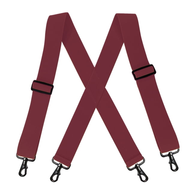 2 inch wide Burgundy Suspenders for Men with Heavy Duty Clip Wide X ...