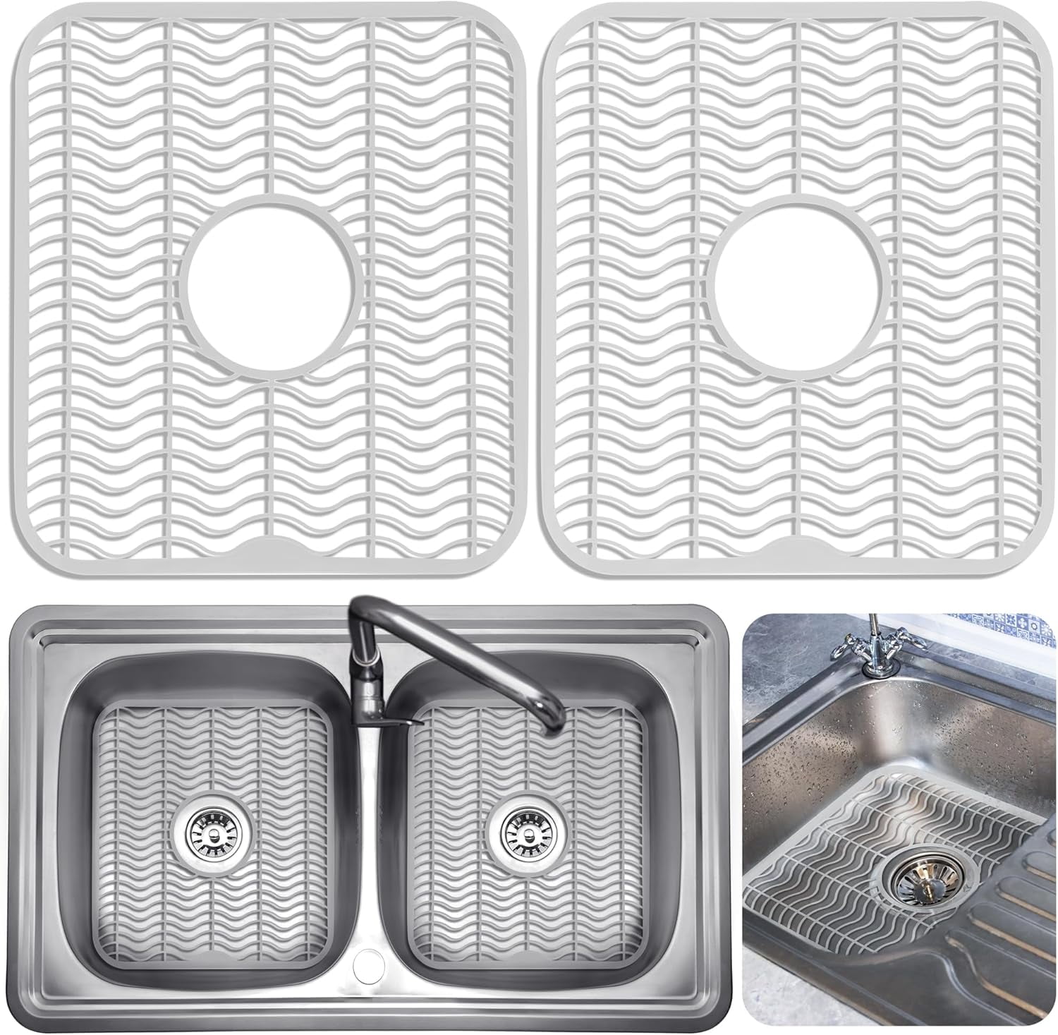 2 kitchen sink protectors, white 12 "x 11" cutlery rack to protect the ...