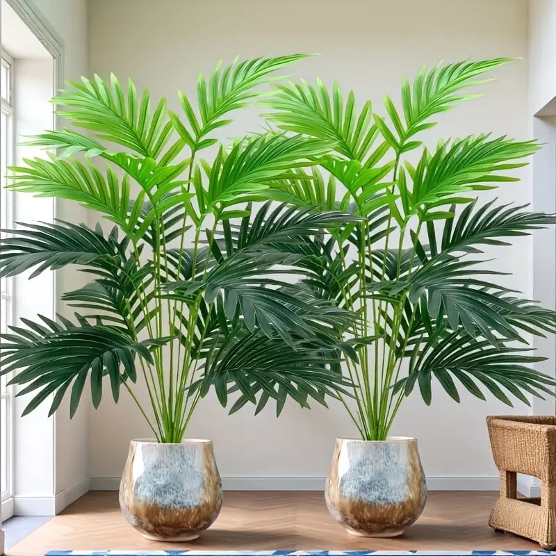 2 large artificial palm trees, high quality plastic indoor/outdoor home ...