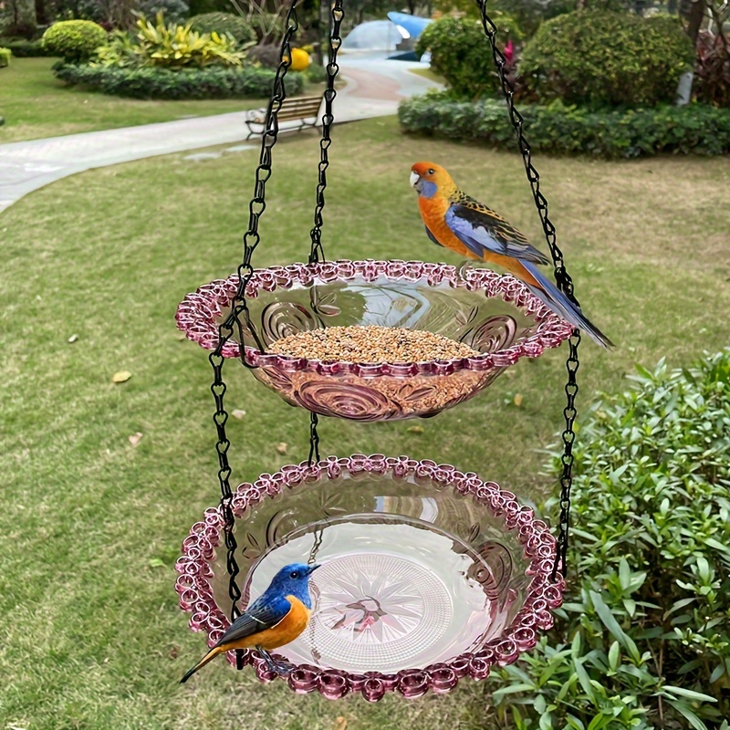 2-layer Bird Feeder, Suspended Bird Bath, Courtyard Decoration, Durable ...