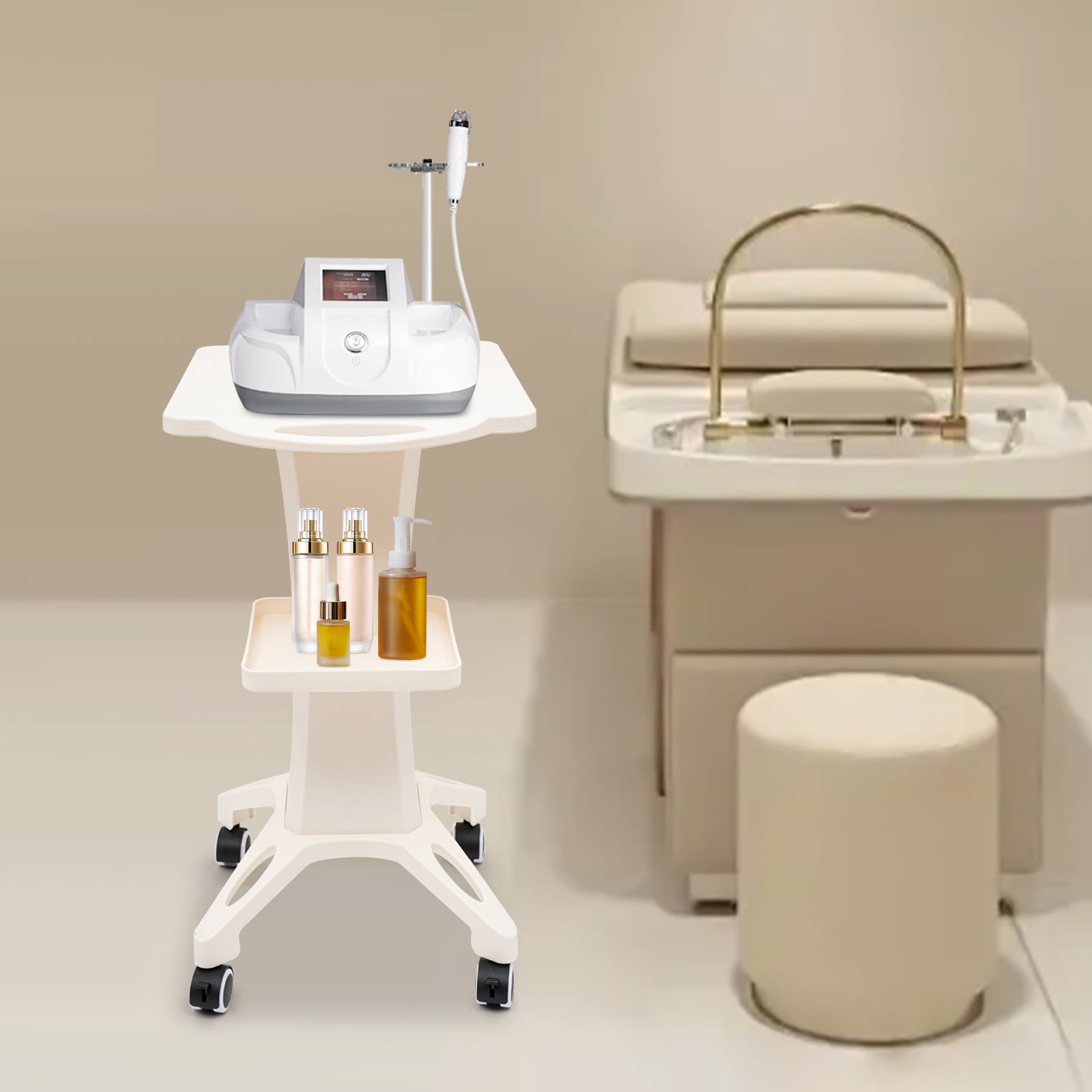 2-layer Salon Trolley Stand Rolling Cart Beauty Wheel Holder Spa Cart ...