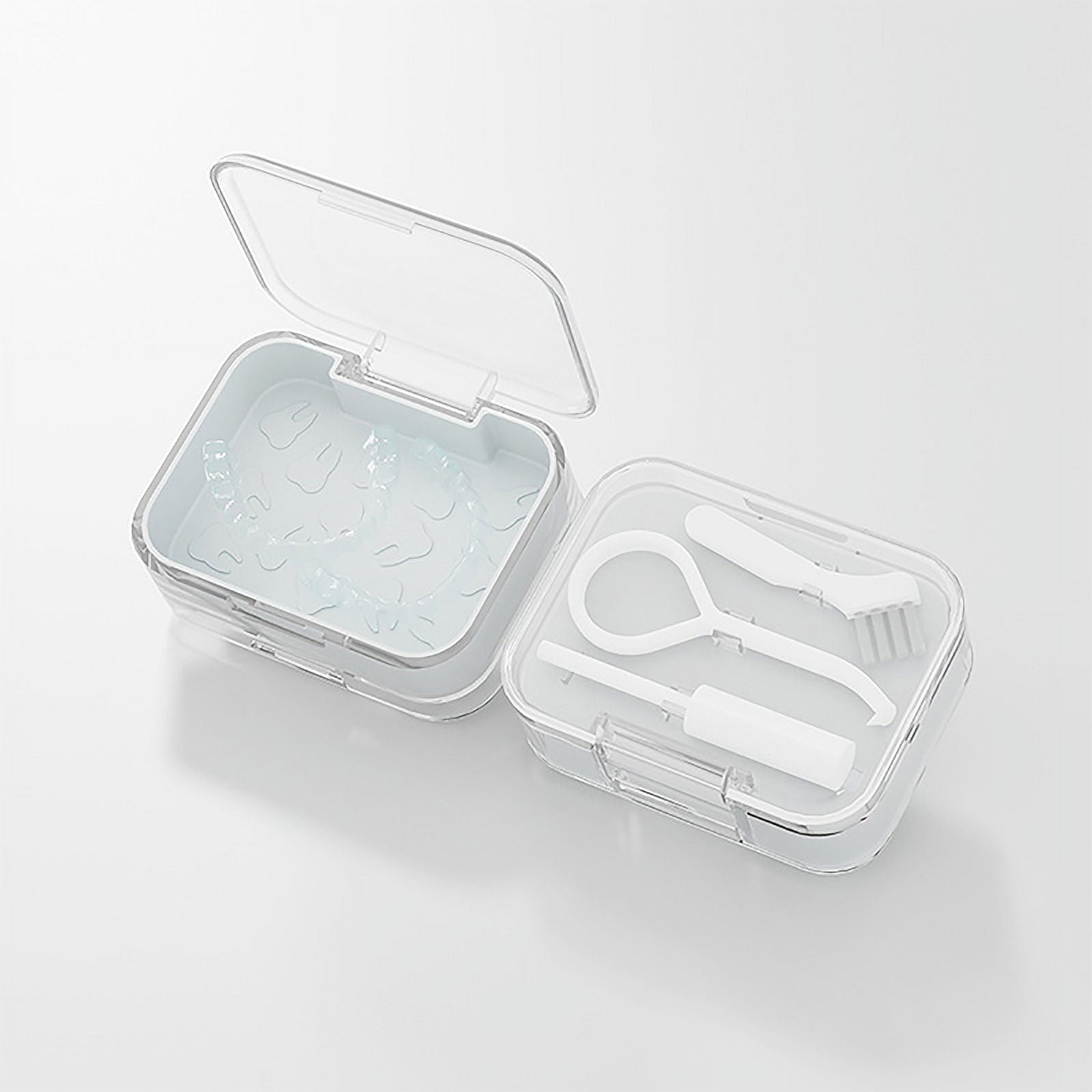 2 layers Orthodontic Retainer Braces Storage Box With Teeth Soaking ...