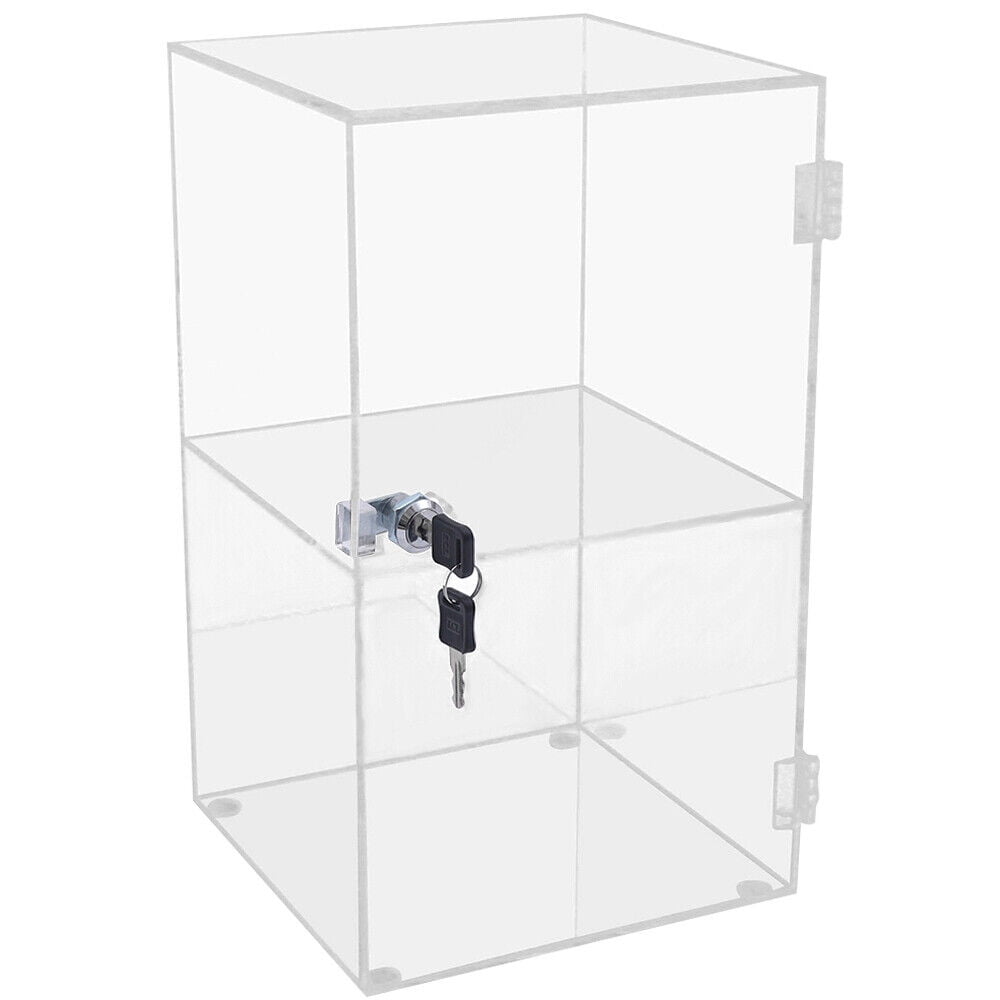 2-layers Transparent Countertop Display Storage Cabinet Acrylic Display ...