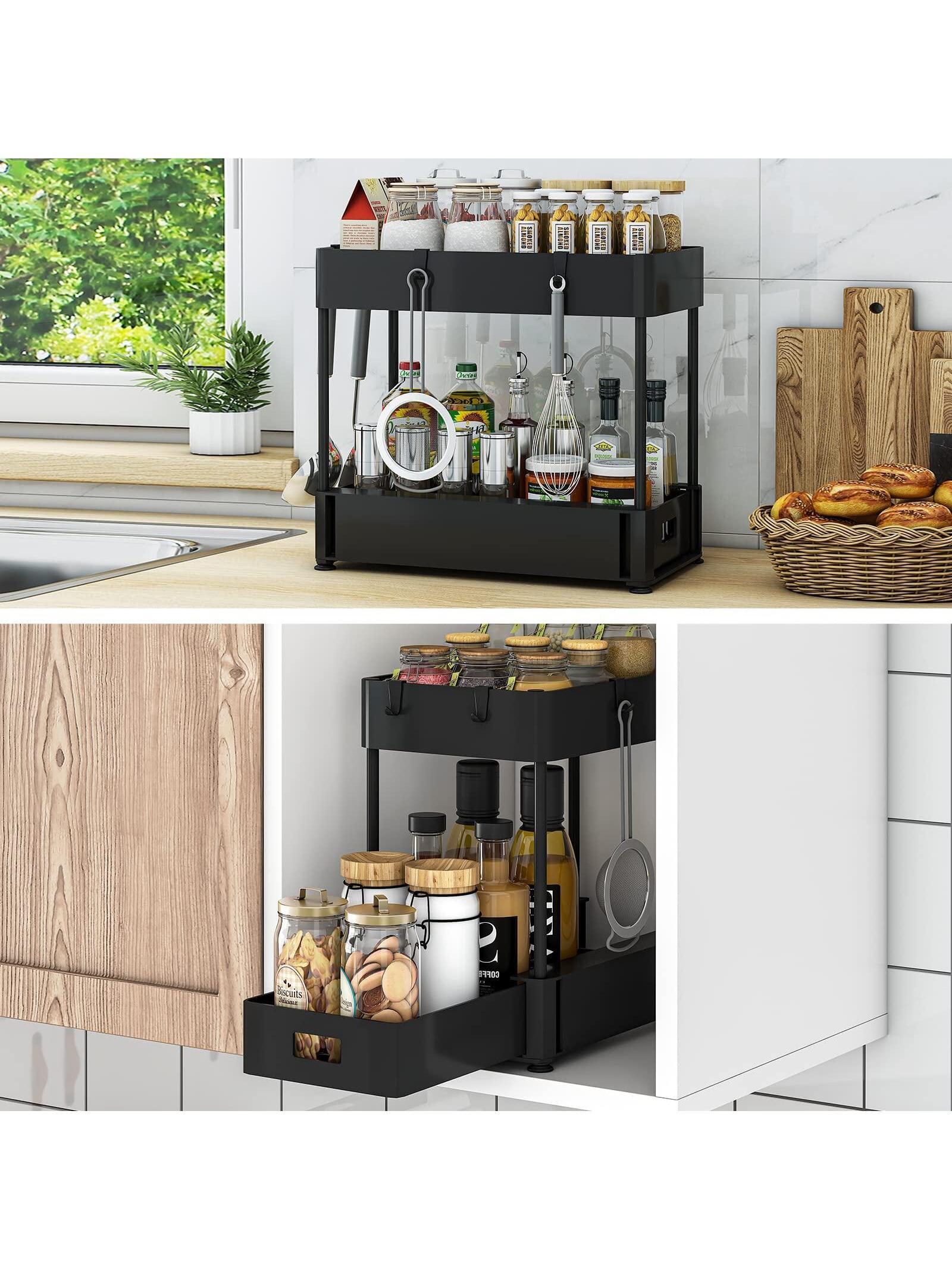 2 layers Under Sink Organizers and Storage Bathroom Organizer Under Sink, Pull Out Cabinet ...