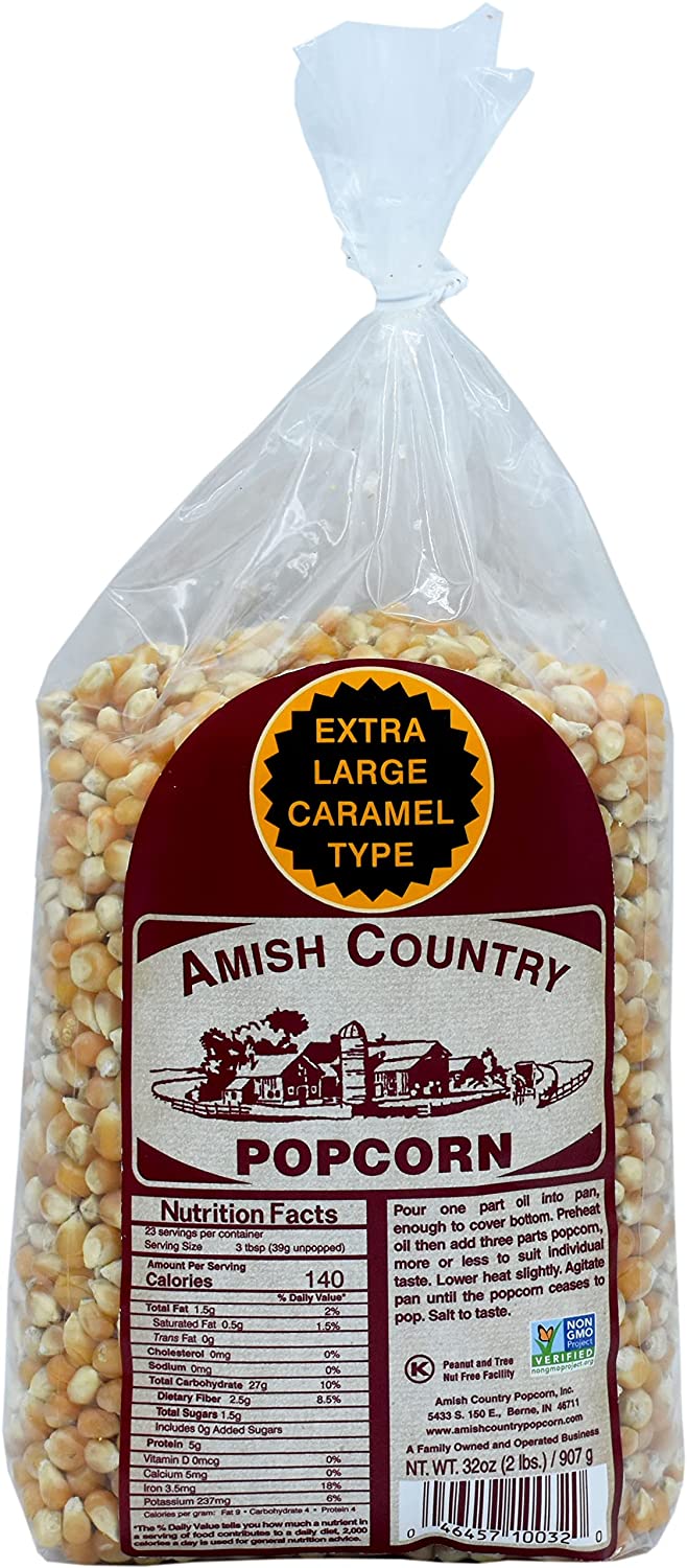 2 lb Bag Extra Large Caramel Type Kernels Old Fashioned, Non-GMO and ...