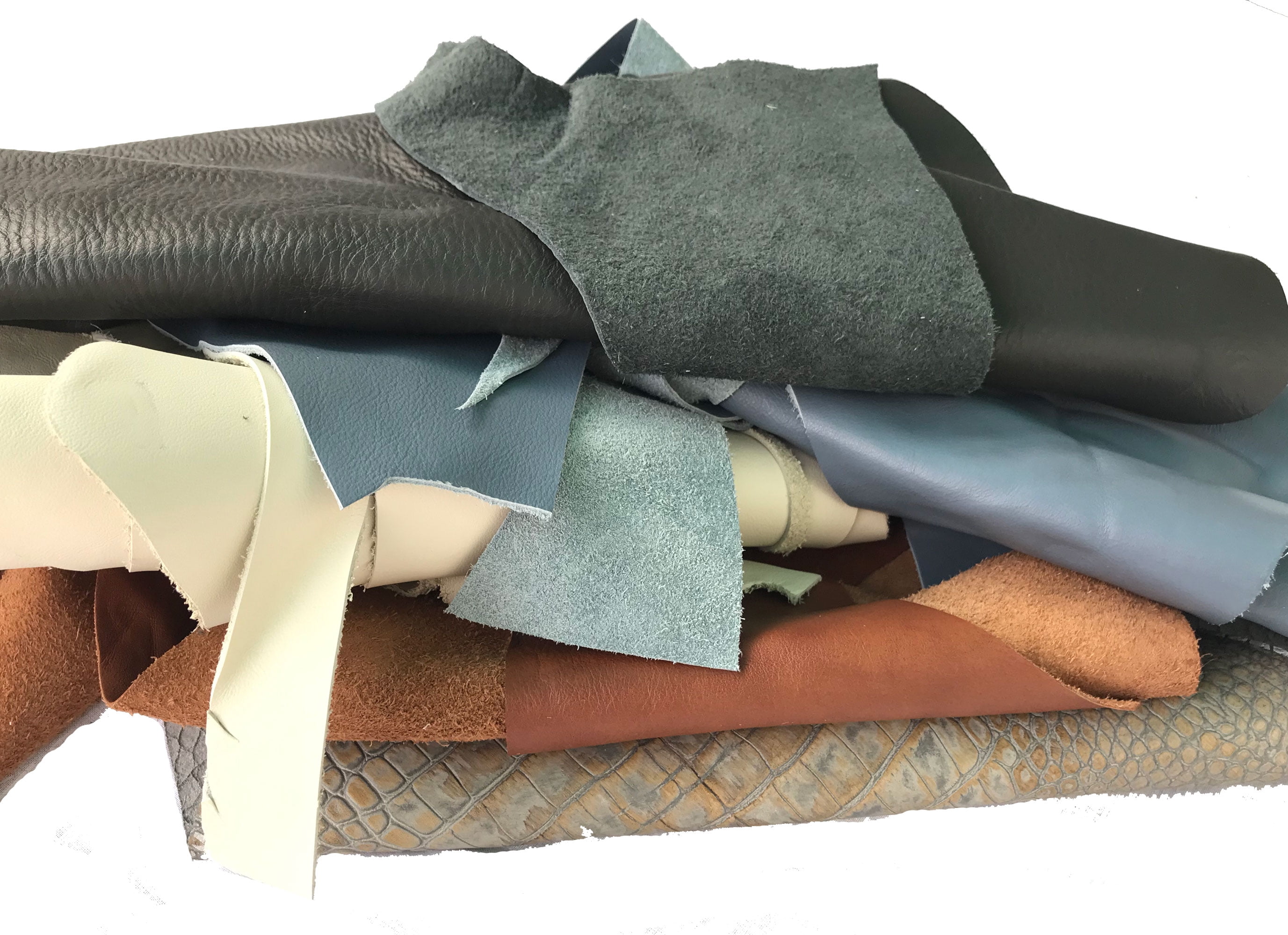 2 lbs. of Scrap Leather - Remnants from upholstery manufacturing, soft ...