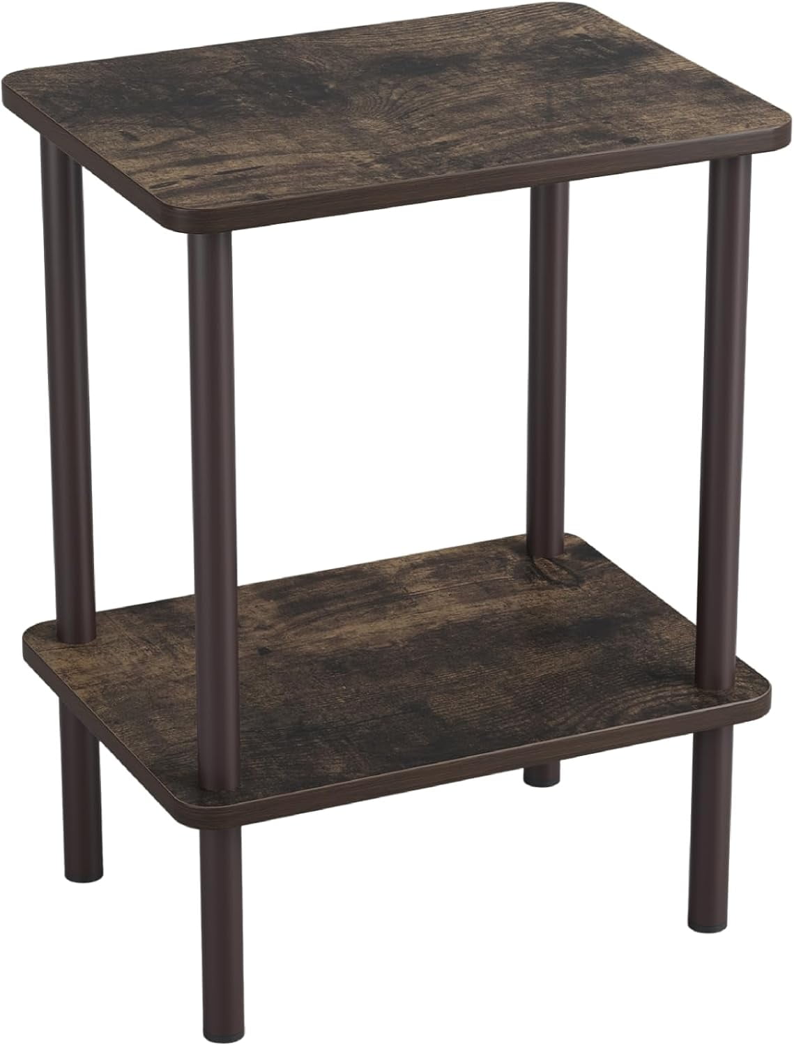 2-level end table, boho table with storage rack, bedside table, bedside table, for small space ...