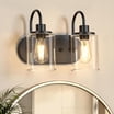 LED Modern 2-Light Bathroom Vanity Fixtures with Glass Shades, Black ...