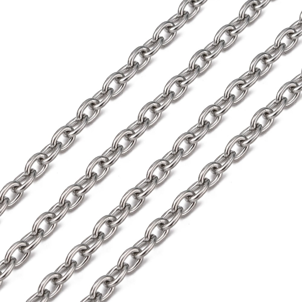 2 m Tarnish Resistant 304 Stainless Steel Cable Chains Unwelded Oval ...