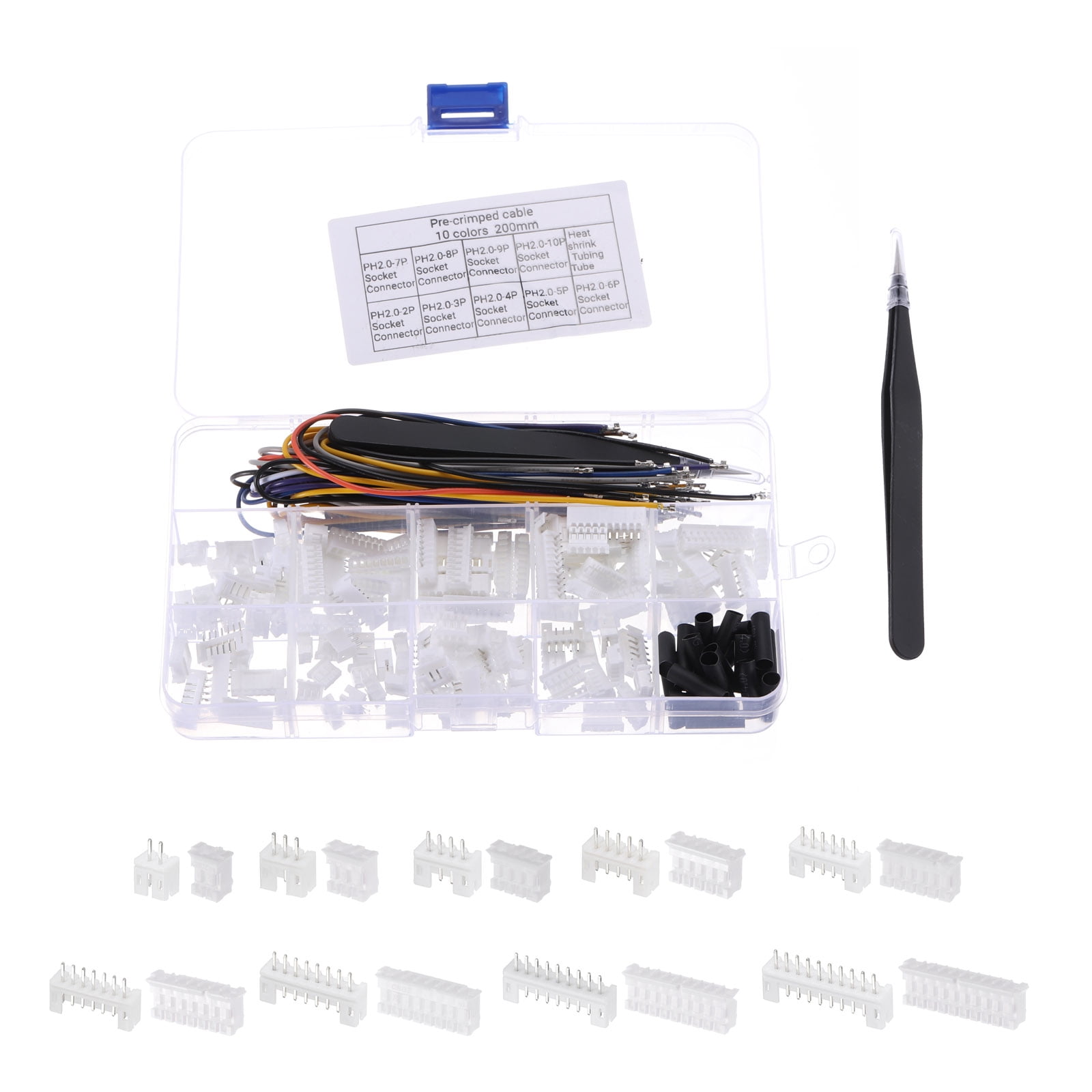 2 mm Connector Socket Kit with Pre-Crimped Cable Wire 2-10 Pin Housing ...