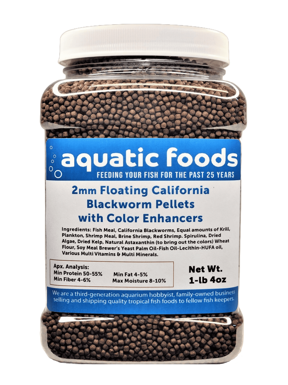 2 mm Floating Blackworm Pellets with Color Enhancers & Vitamins. Great ...