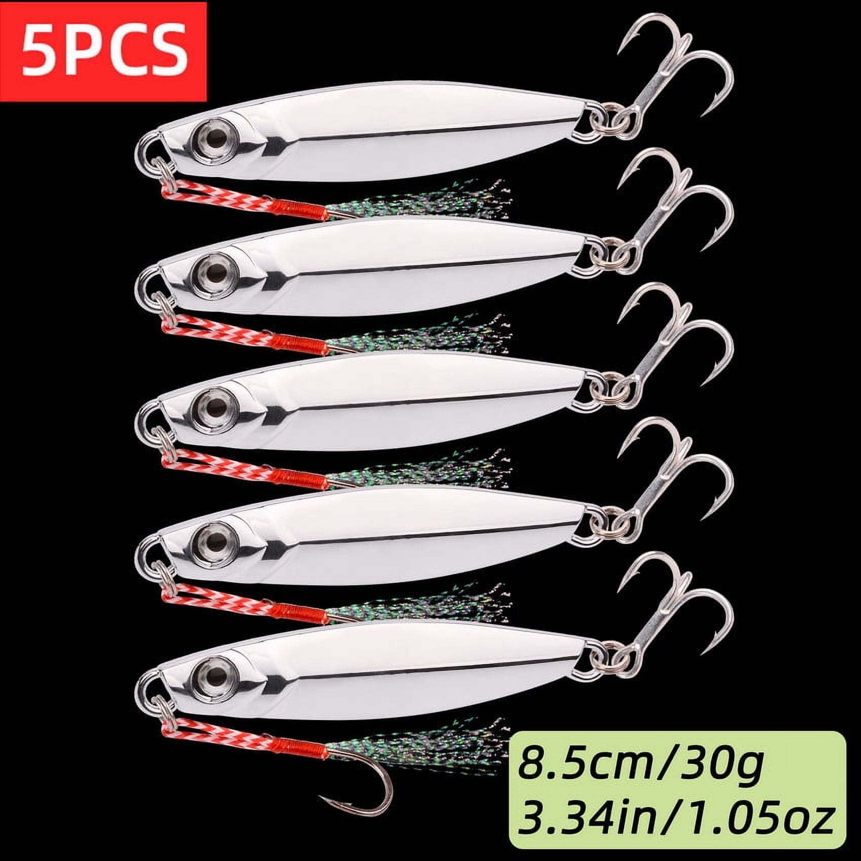 2 of 5PCS Metal Cast Jig hooks 7/10/20/30/40/60/80/100g Shore Casting Jigging Fish Sea Bass ...