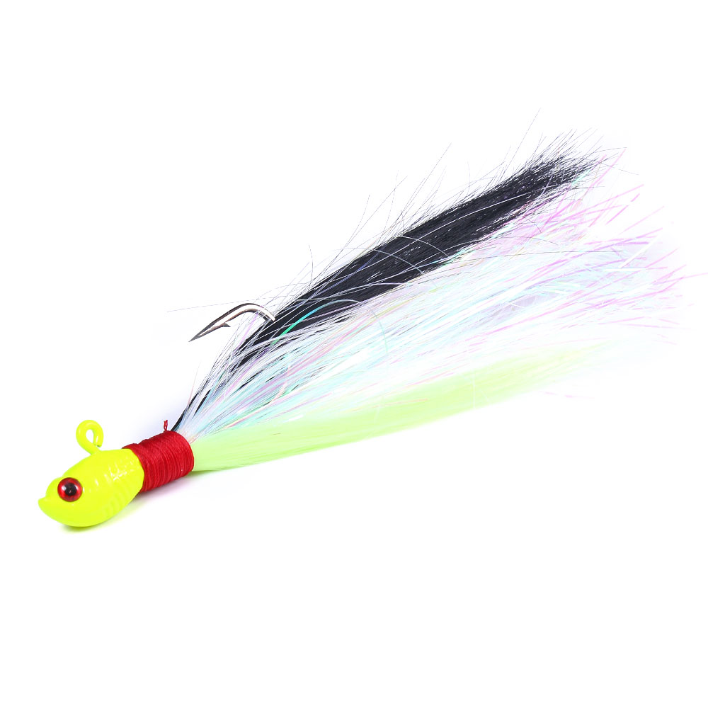 2 of Bucktail Jigs Head Hook 3D Eyes Bait 7g 14g 28g 56g Deer Hair ...