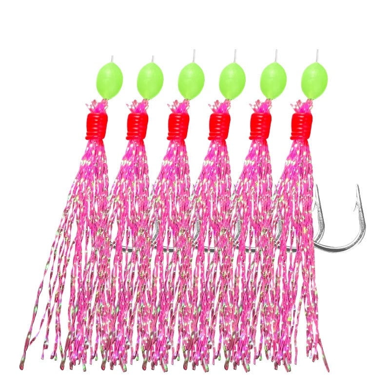 2 of Fishing Gear Luminous Silk String Hook Hanging 1 String 6 Bait Color Silk Hook Fake Bait ...