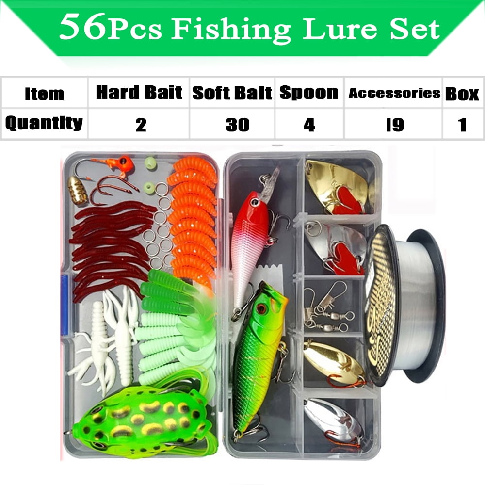 2 of Fishing Lure Kit Soft and Hard Bait Set Gear Layer Minnow Metal ...