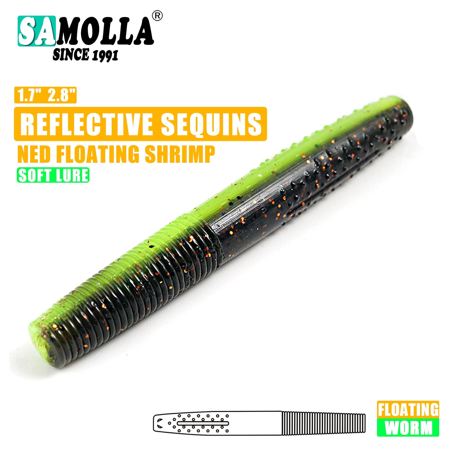 2 of Floating Worms Bass Fishing Lure Soft Plastic Artificial Bait Ned ...