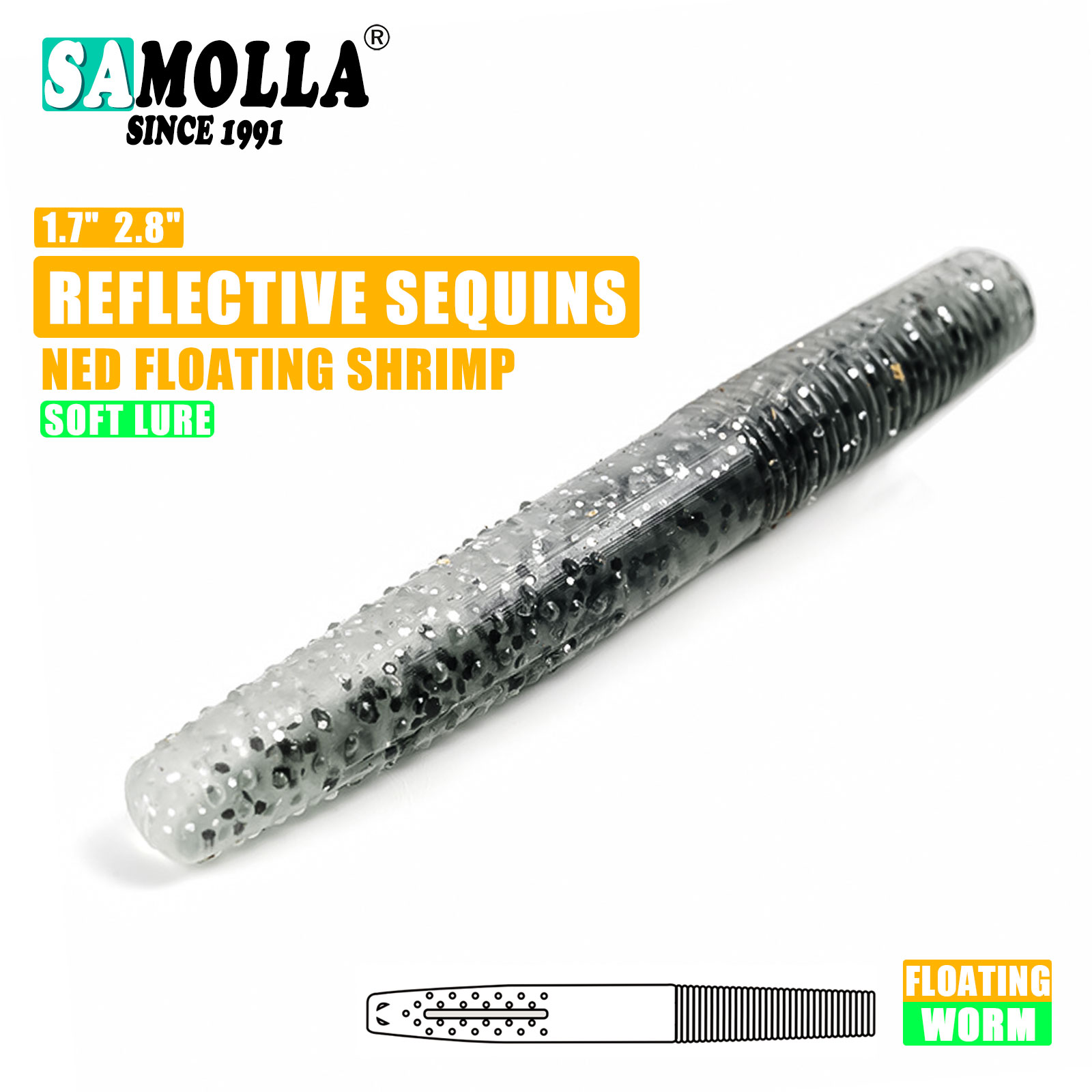 2 of Floating Worms Bass Fishing Lure Soft Plastic Artificial Bait Ned ...