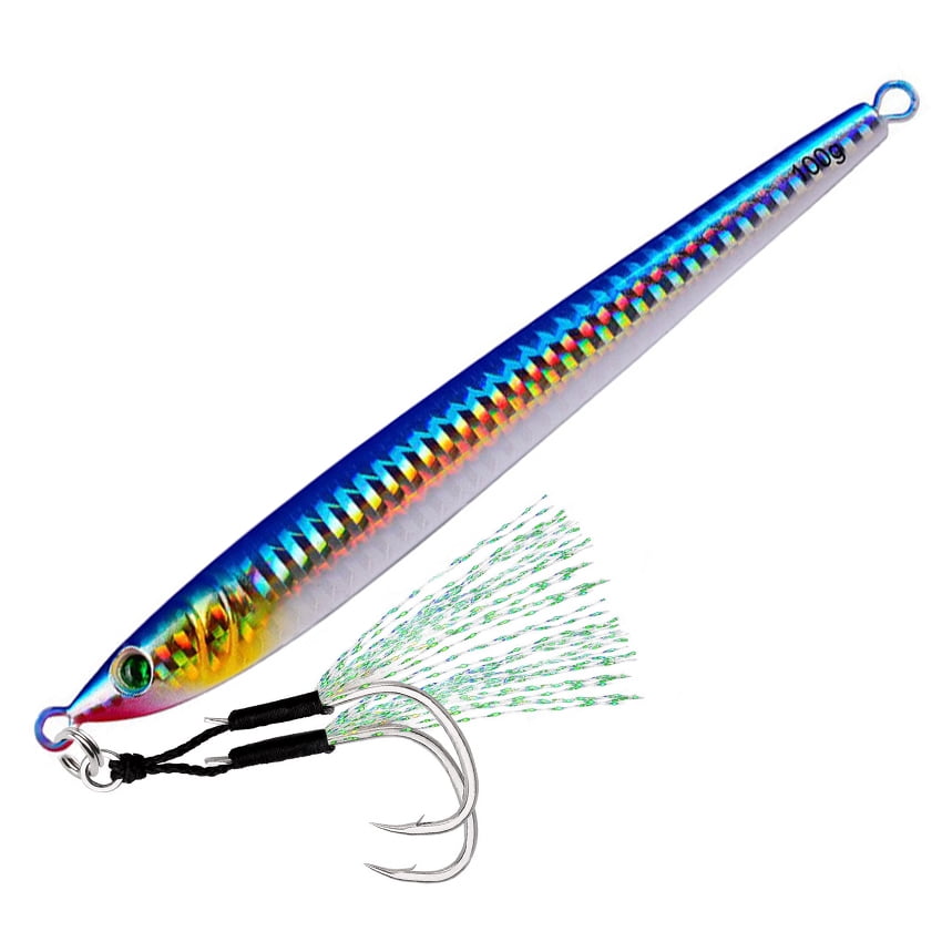 2 of Slower Long Metal Jig Fishing Lure With Hook Slow Cast Jigging ...