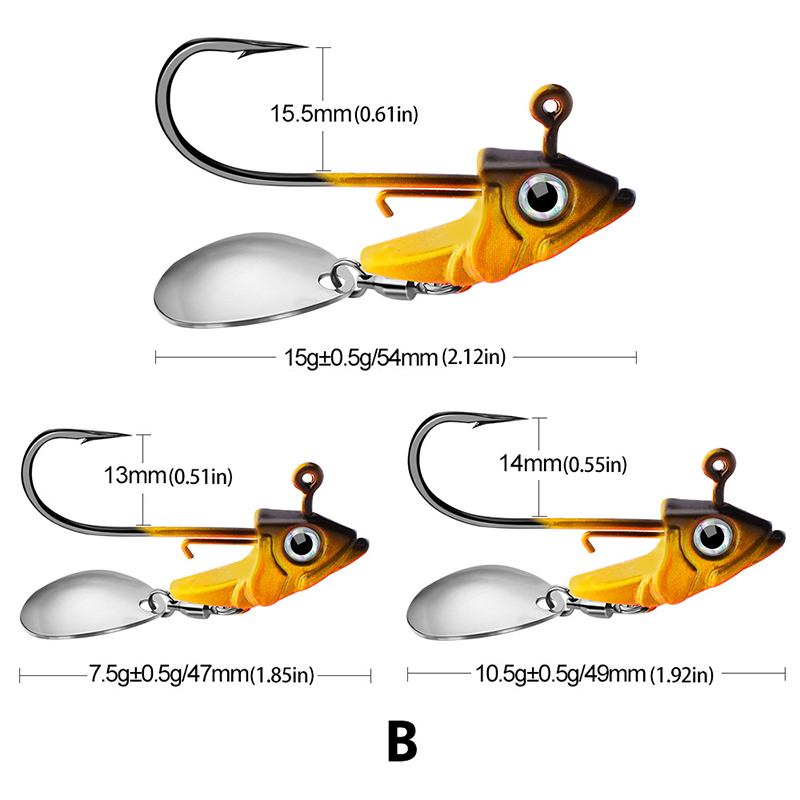 2 of Spinning Metal Sequins VIB Fishing Lure 7.5g/10.5g/15g Bait Wobbler Rotating Perch Fake ...
