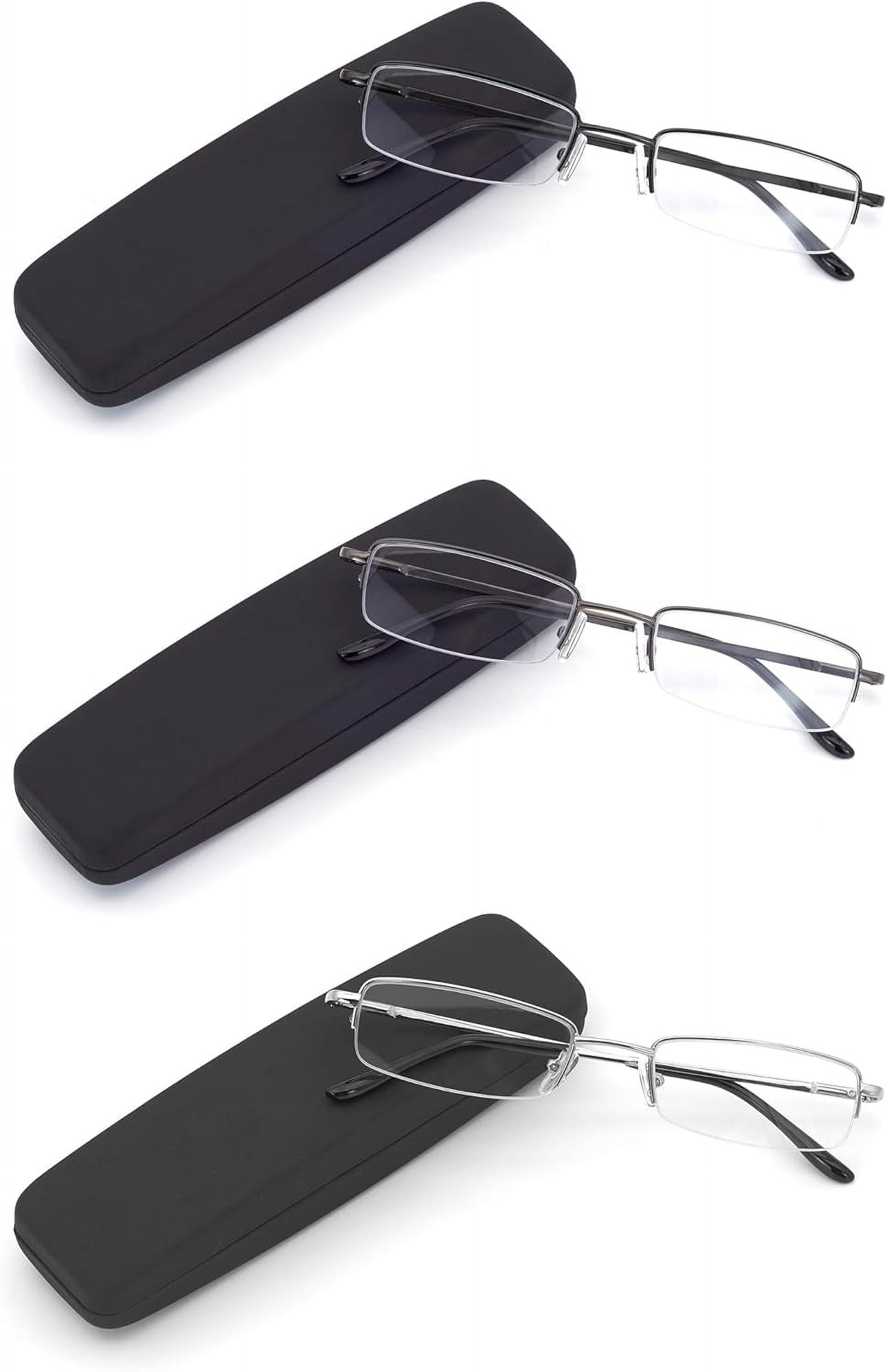 2 or 3 -Pack Blue Light Blocking Reading Glasses with Hard Cases, Semi ...