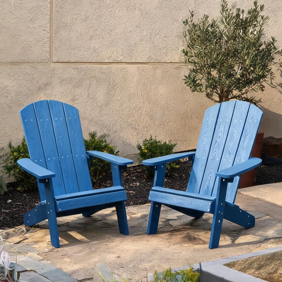 2 outdoor lounge chairs in blue-toned HIPS with built-in cup holders ...