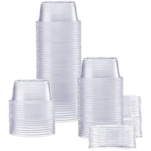 [2 oz.-100] Count Clear Disposable Plastic Portion Cups with Lids ...
