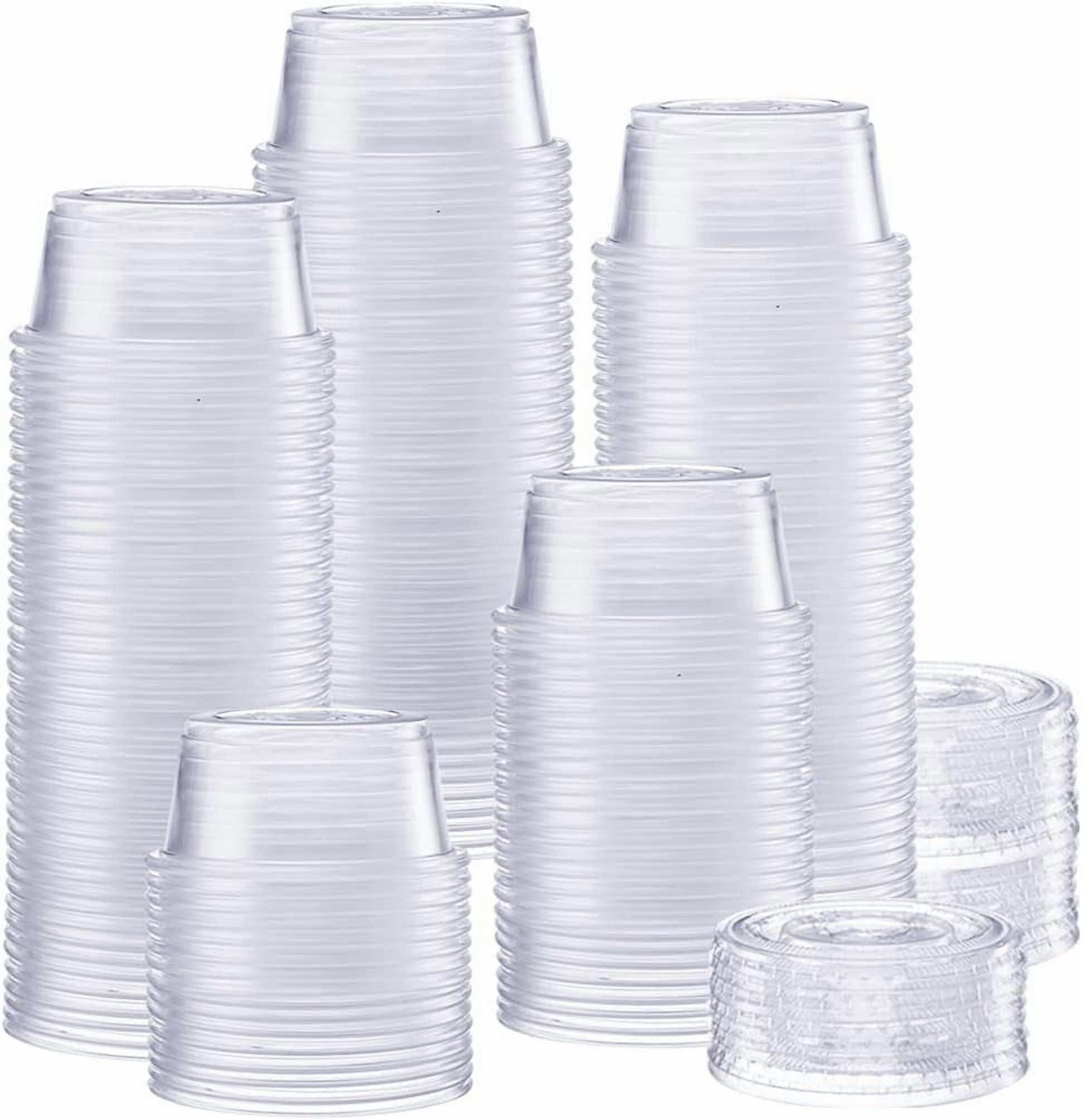 2 oz. - 200 Count Clear Disposable Plastic Portion Cups with Lids ...